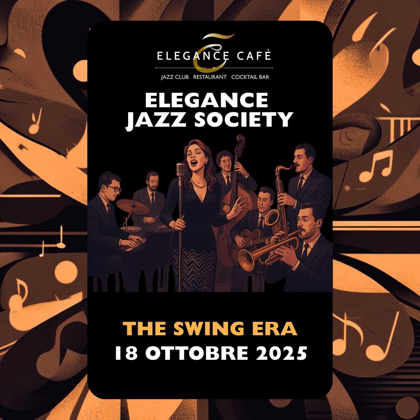 Concerti Jazz Roma 18 ottobre 2025 |Elegance Jazz Society – The Swing Era - Elegance Cafè